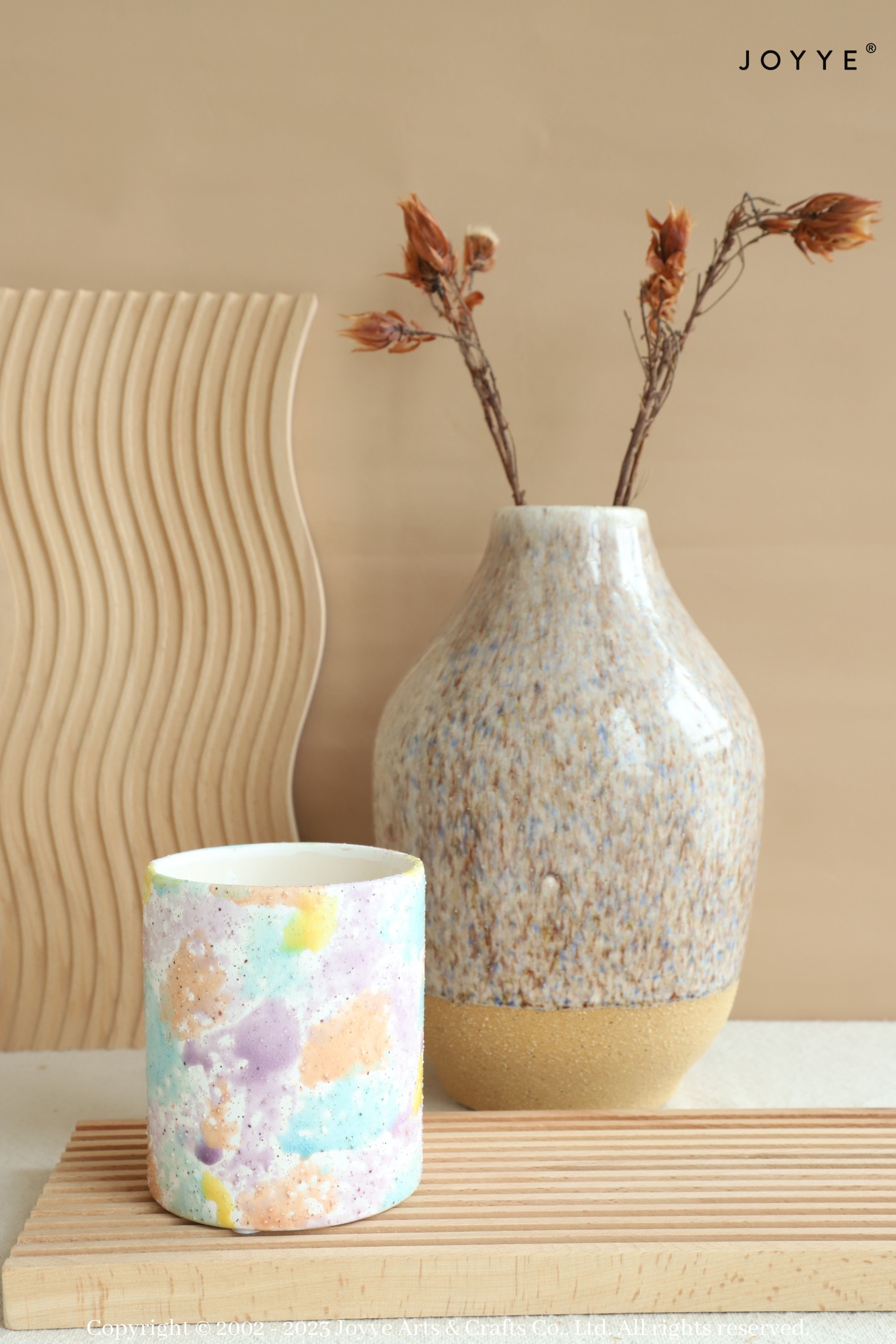 The Rainbow Splash Crackle Glaze Planter by Joyye